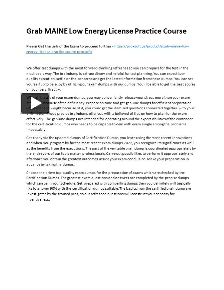 Grab MAINE Low Energy License Practice Course presentation | free to ...