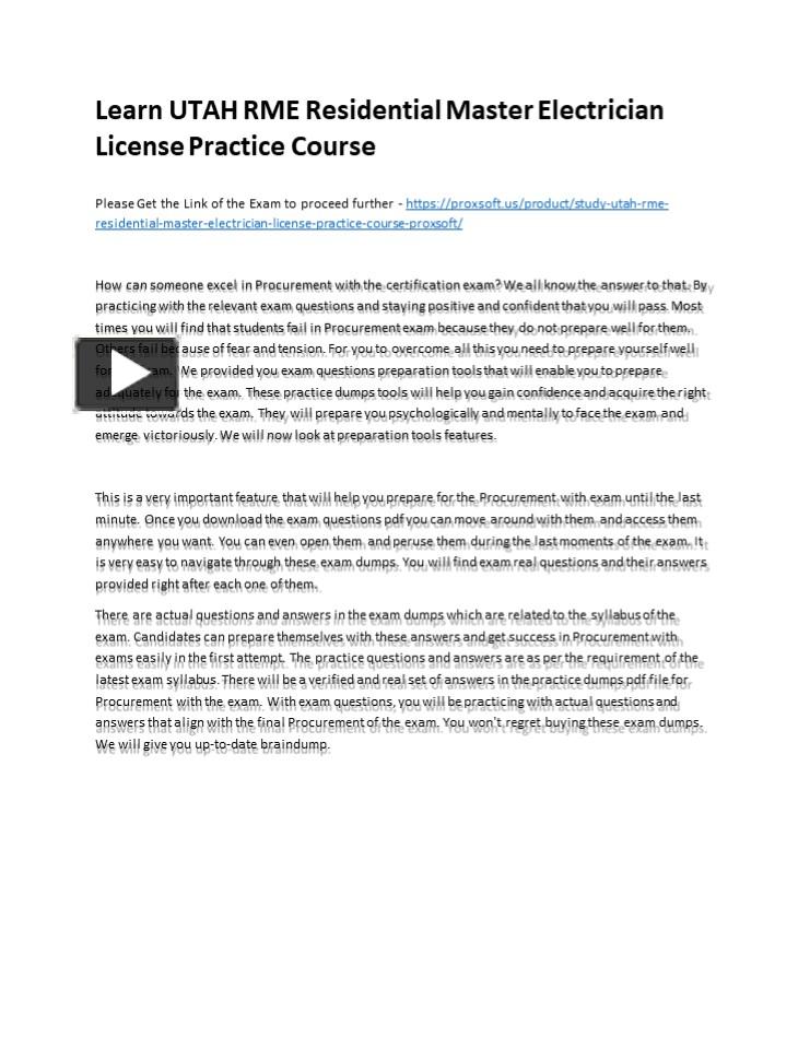 PPT – Learn UTAH RME Residential Master Electrician License Practice ...