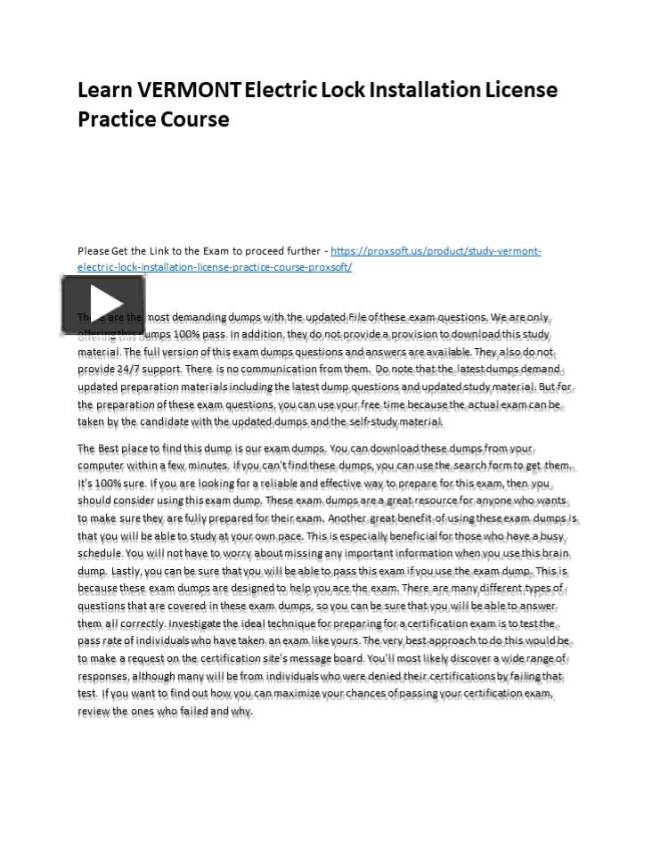 PPT – Learn VERMONT Electric Lock Installation License Practice Course ...