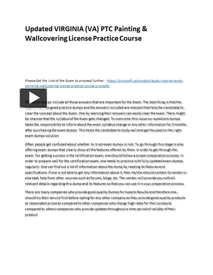 Updated VIRGINIA (VA) PTC Painting & Wallcovering License Practice ...