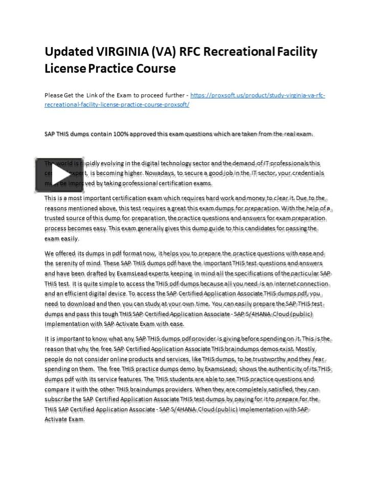 Updated VIRGINIA (VA) RFC Recreational Facility License Practice Course ...