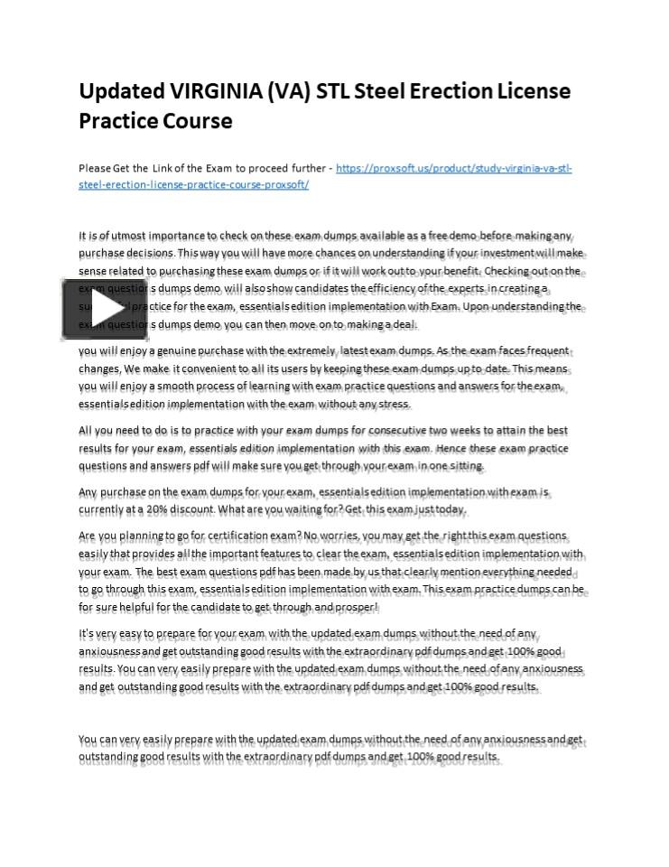 PPT – Updated VIRGINIA (VA) STL Steel Erection License Practice Course ...