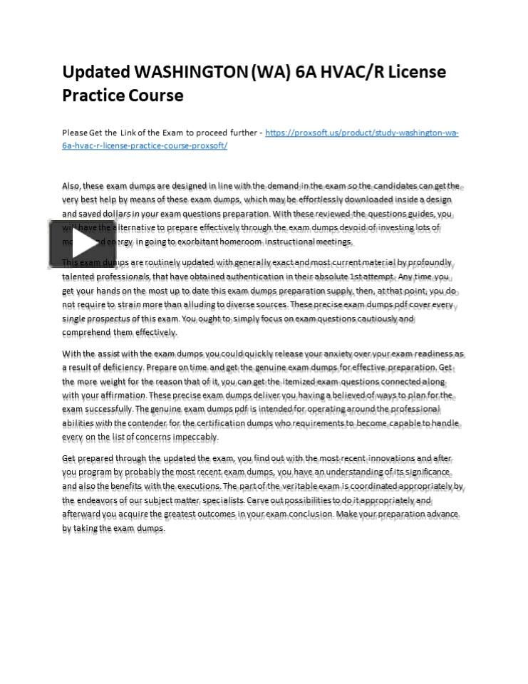 PPT – Updated WASHINGTON (WA) 6A HVAC/R License Practice Course ...