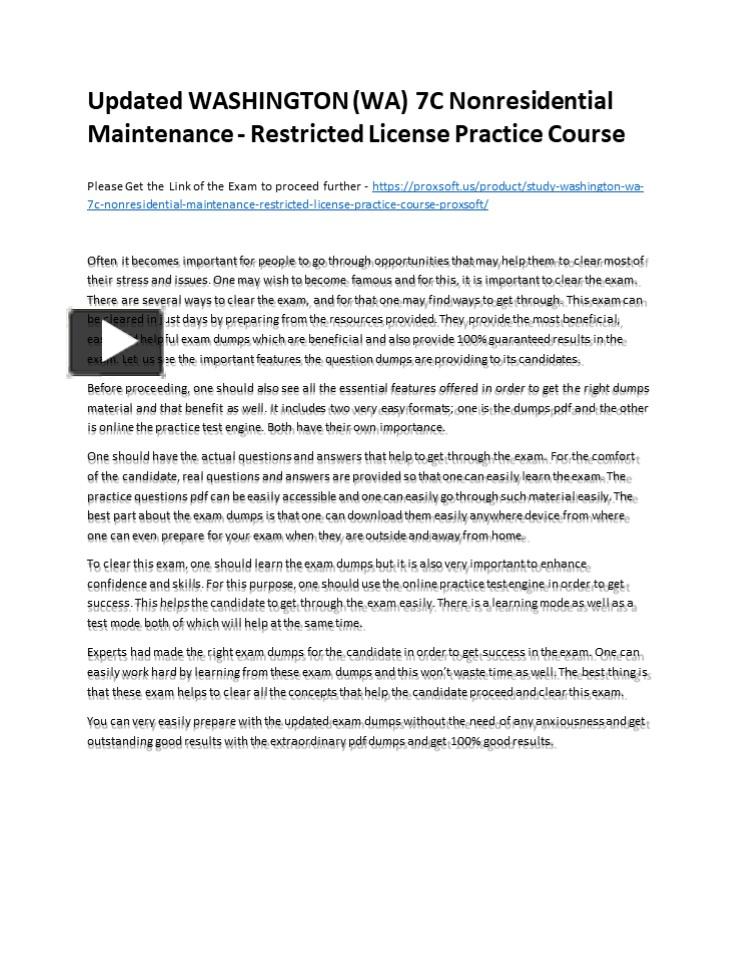 PPT – Updated WASHINGTON (WA) 7C Nonresidential Maintenance ...