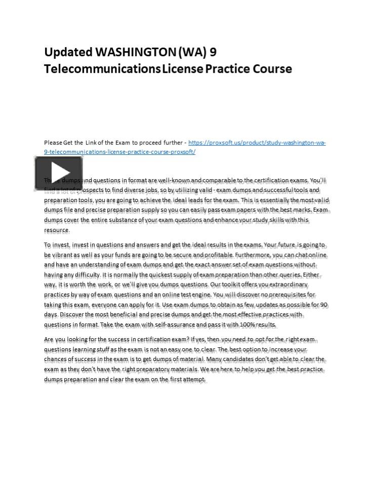 PPT – Updated WASHINGTON (WA) 9 Telecommunications License Practice ...