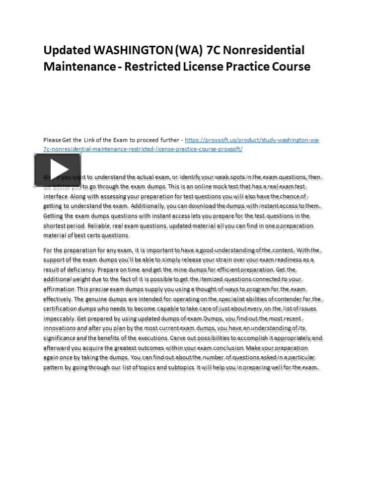 PPT – Updated WASHINGTON (WA) 7C Nonresidential Maintenance ...