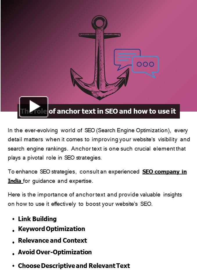 The role of anchor text in SEO and how to use it presentation | free to ...