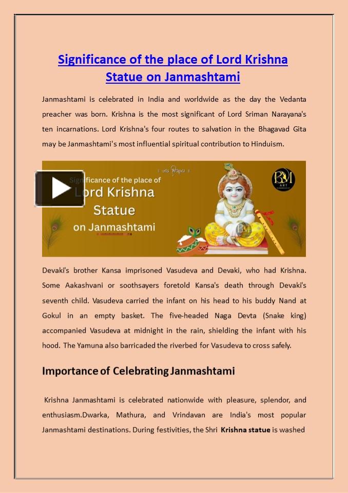 PPT – Significance of the place of Lord Krishna Statue on Janmashtami ...