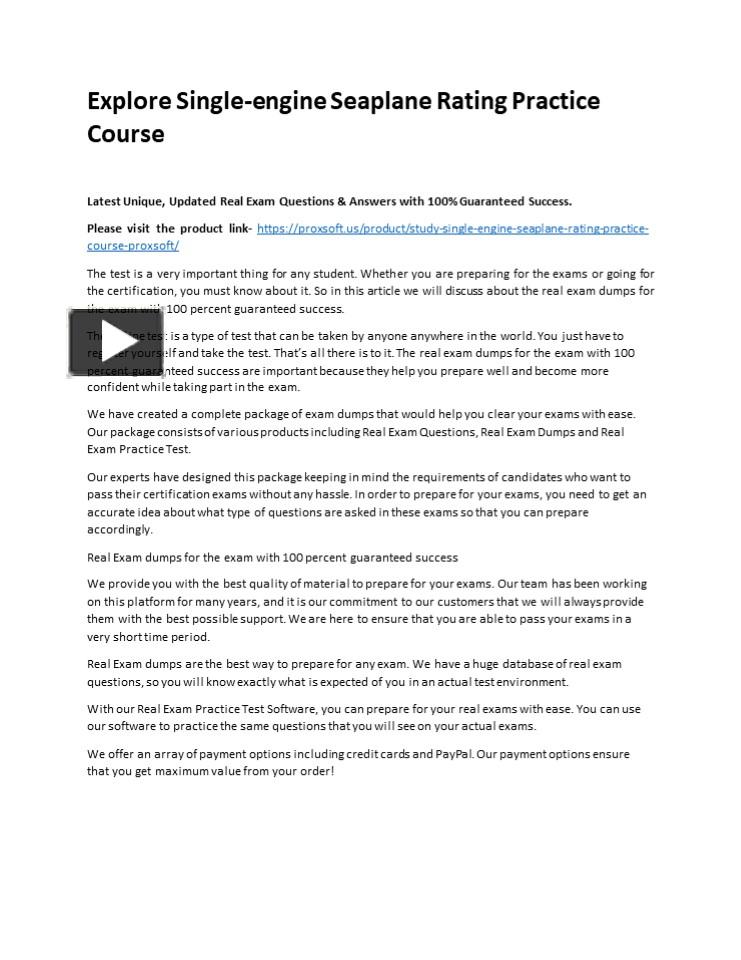 Explore Single-engine Seaplane Rating Practice Course presentation ...