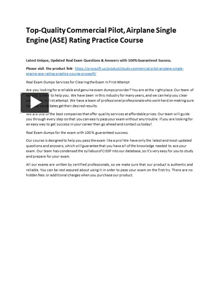 PPT – Top-Quality Commercial Pilot, Airplane Single Engine (ASE) Rating ...