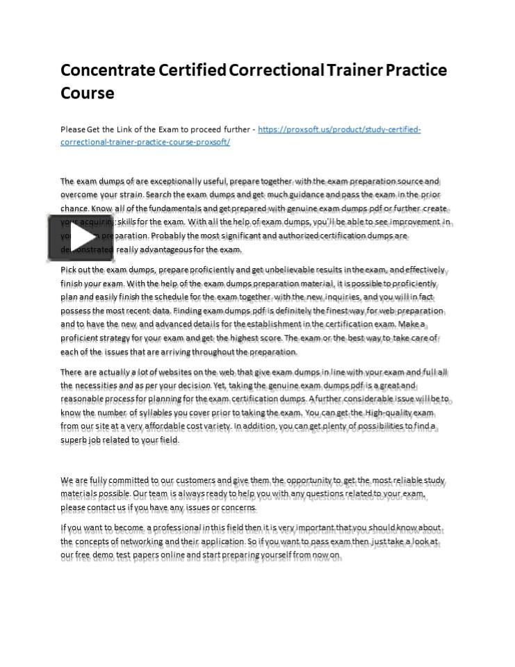 Concentrate Certified Correctional Trainer Practice Course presentation ...