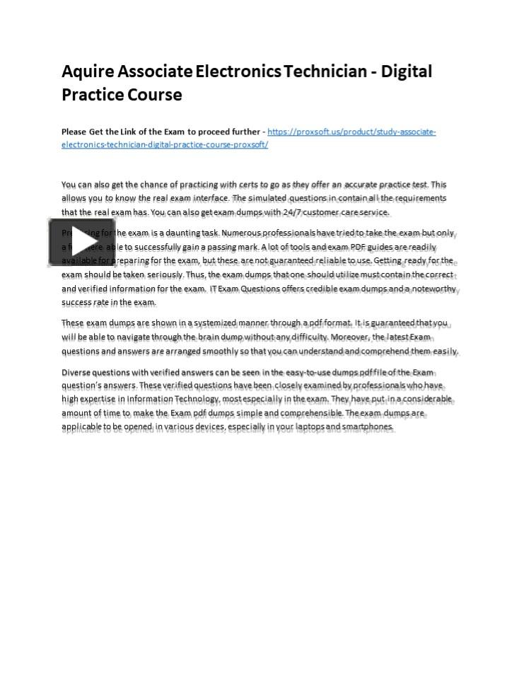Aquire Associate Electronics Technician - Digital Practice Course ...