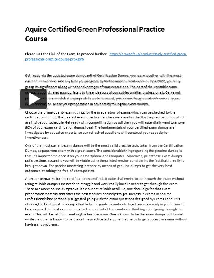 PPT – Aquire Certified Green Professional Practice Course PowerPoint ...