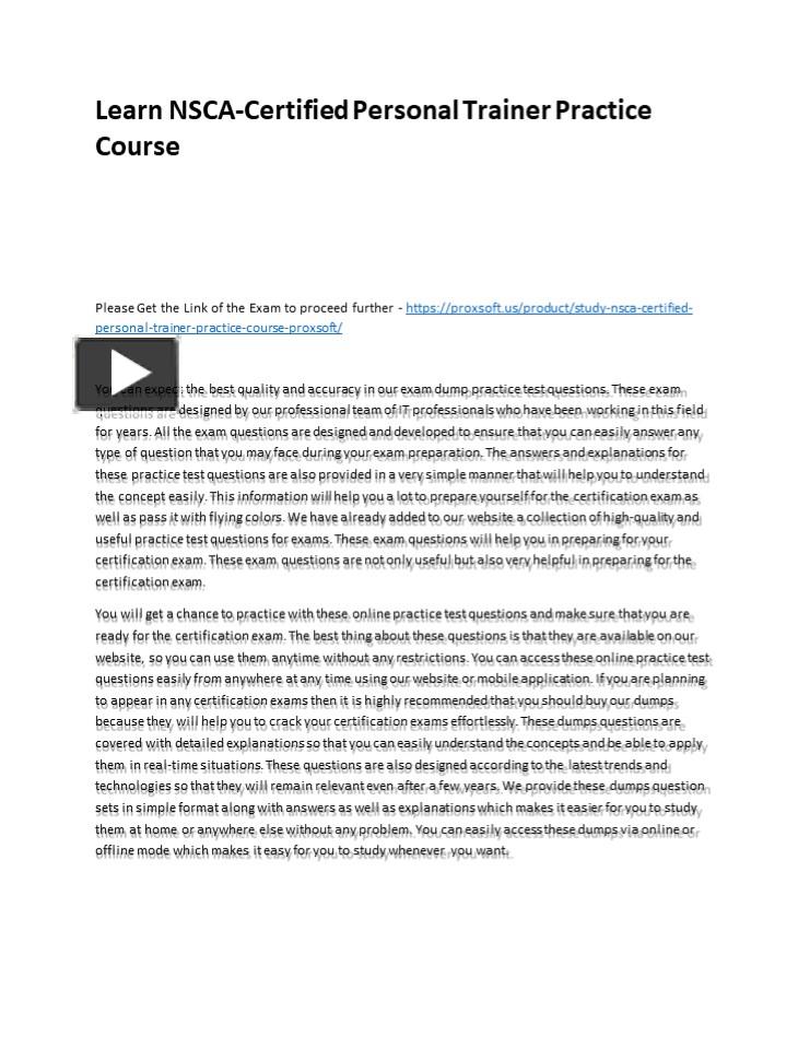 Learn NSCA-Certified Personal Trainer Practice Course presentation ...