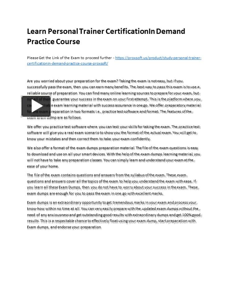 PPT – Learn Personal Trainer CertificationIn Demand Practice Course ...