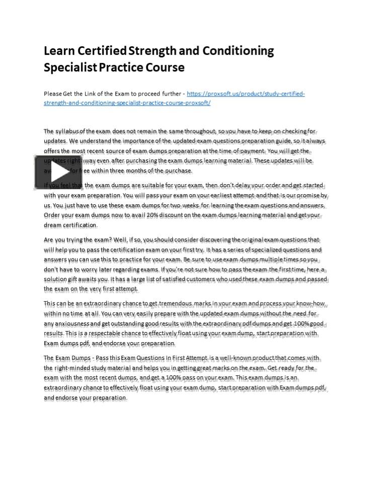 Learn Certified Strength and Conditioning Specialist Practice Course ...