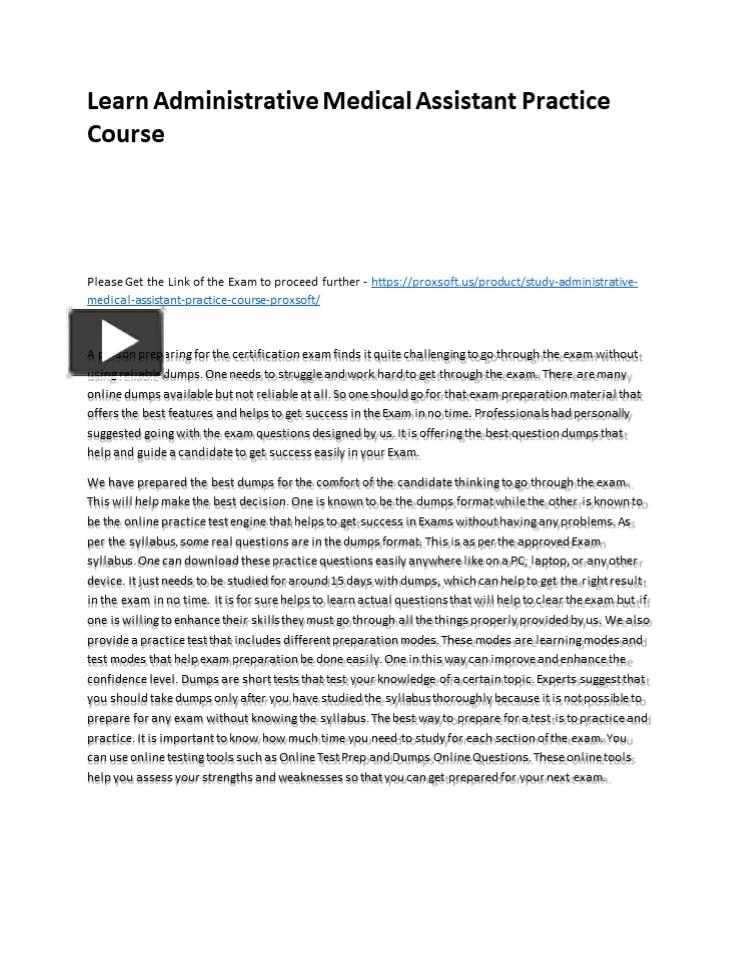 Learn Administrative Medical Assistant Practice Course presentation ...