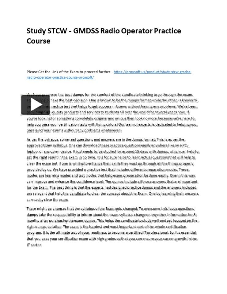 Study STCW - GMDSS Radio Operator Practice Course presentation | free ...