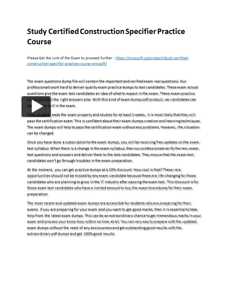 PPT – Study Certified Construction Specifier Practice Course PowerPoint ...