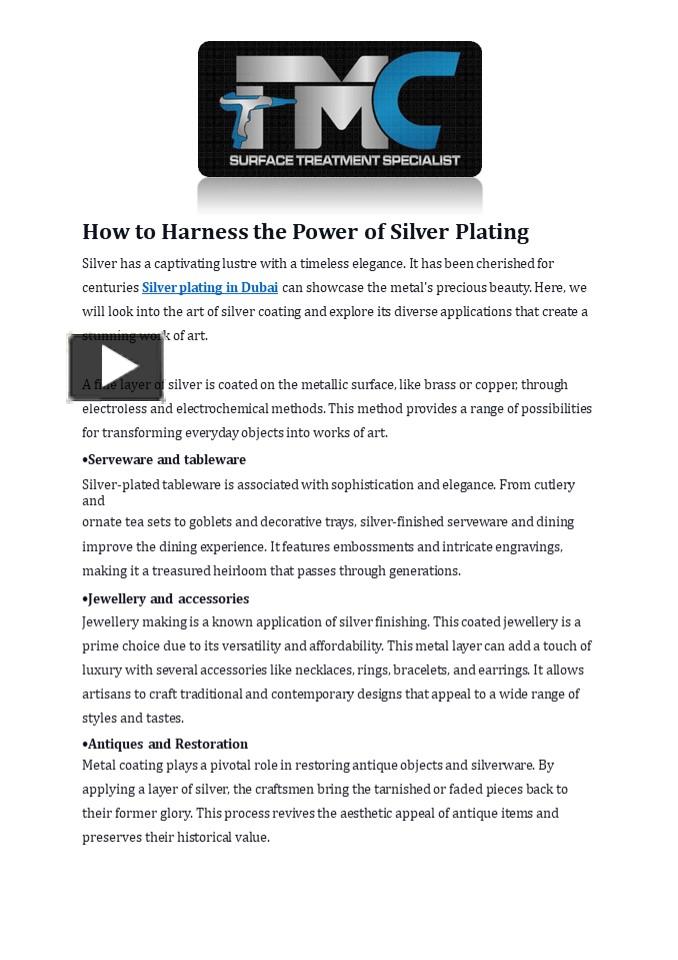 How to Harness the Power of Silver Plating presentation | free to download