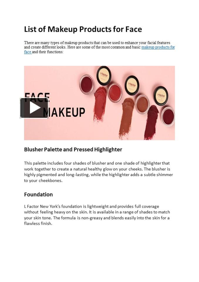 PPT – List of Makeup Products for The Face PowerPoint presentation ...