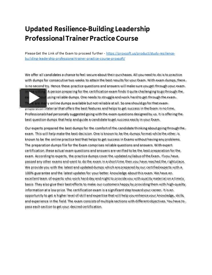 PPT – Updated Resilience-Building Leadership Professional Trainer ...