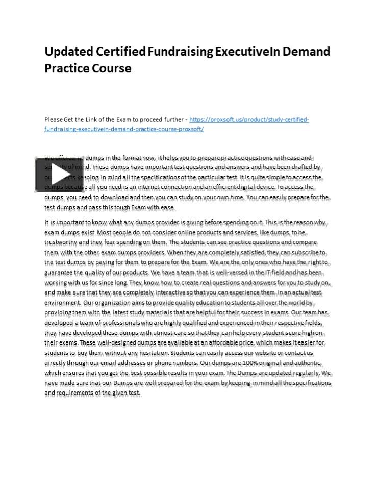 Updated Certified Fundraising ExecutiveIn Demand Practice Course ...