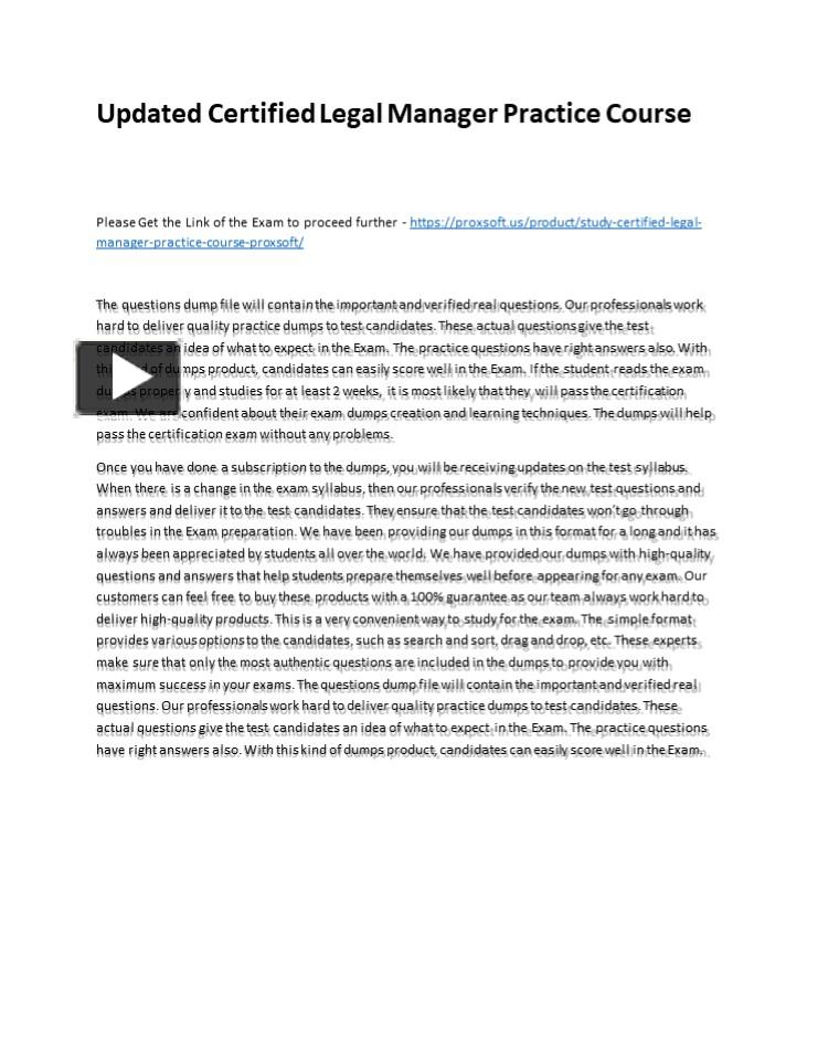 PPT – Updated Certified Legal Manager Practice Course PowerPoint ...