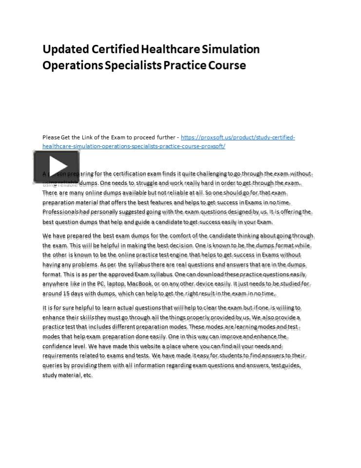Updated Certified Healthcare Simulation Operations Specialists Practice ...