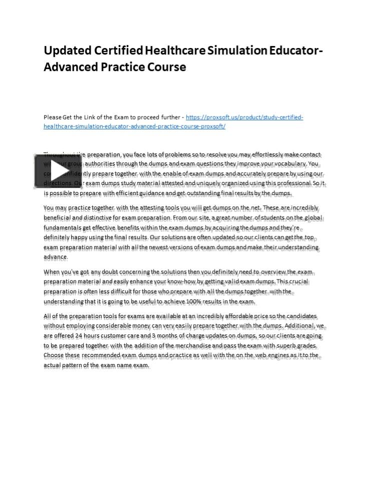 PPT – Updated Certified Healthcare Simulation Educator-Advanced ...