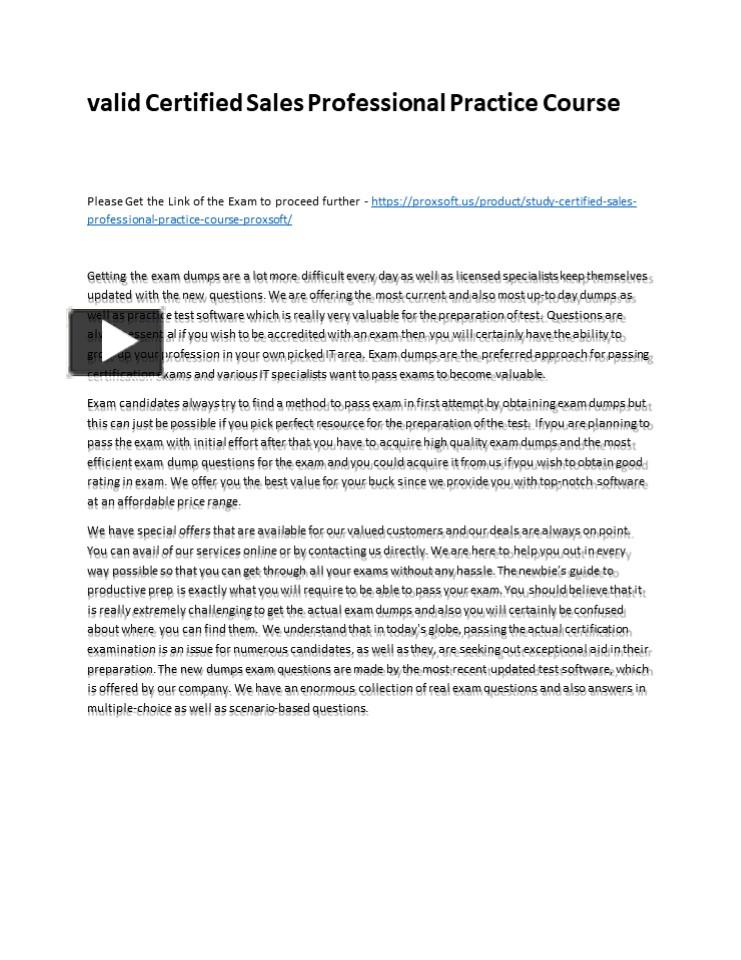 PPT – valid Certified Sales Professional Practice Course PowerPoint ...