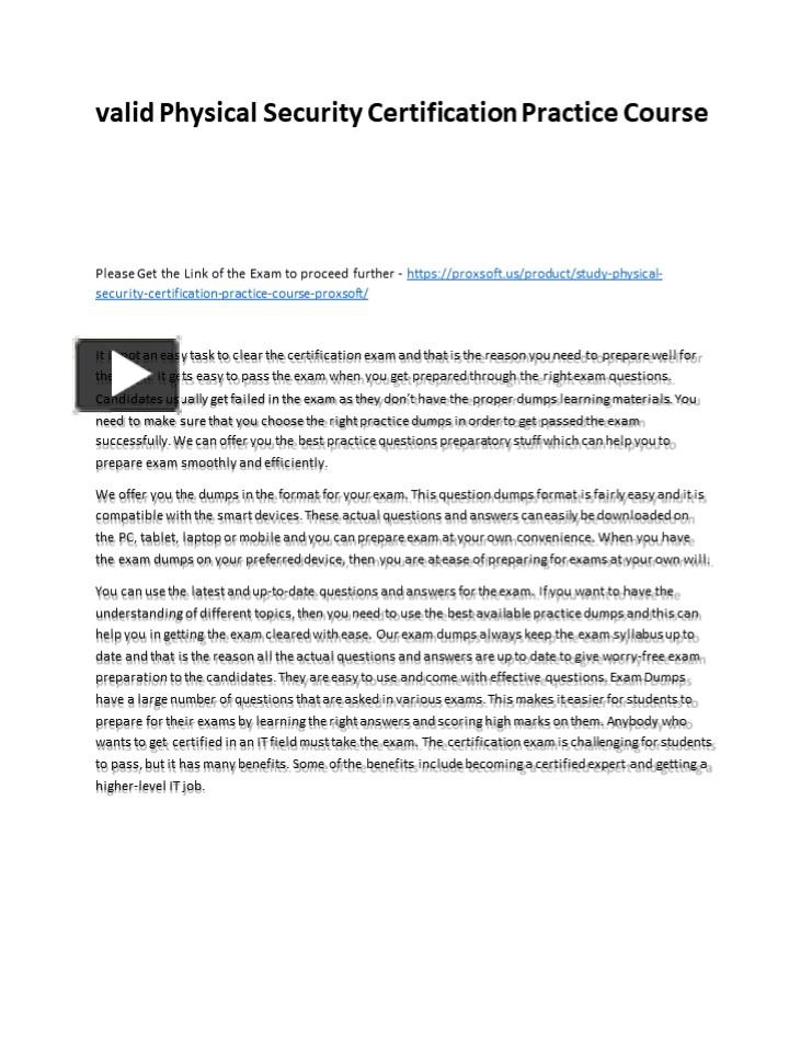 valid Physical Security Certification Practice Course presentation ...