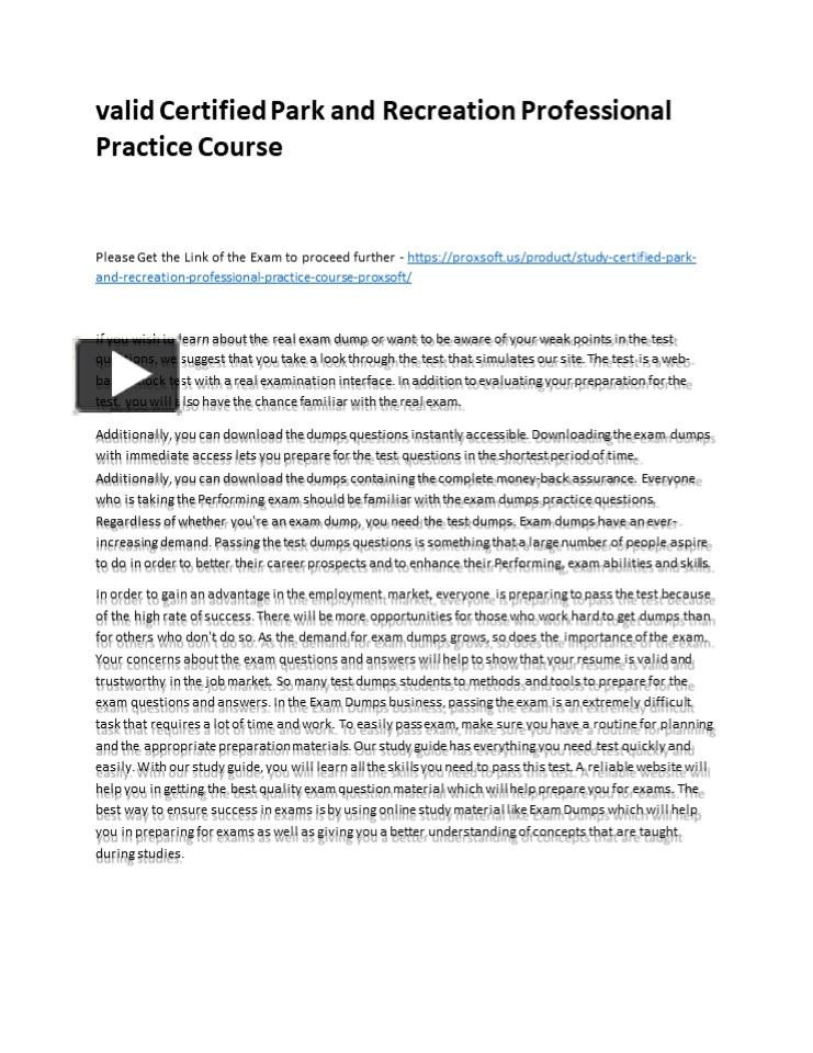 PPT – valid Certified Park and Recreation Professional Practice Course ...