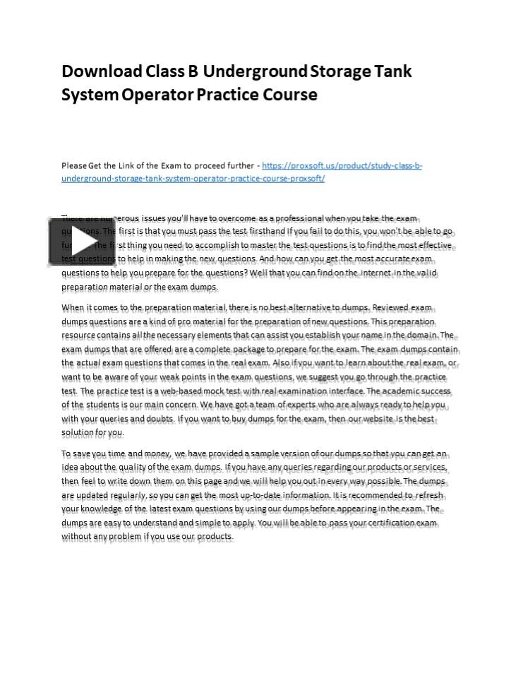 PPT – Download Class B Underground Storage Tank System Operator ...