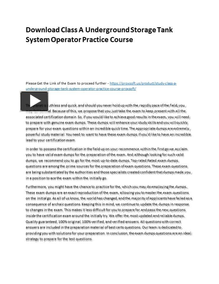 PPT – Download Class A Underground Storage Tank System Operator ...