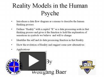 PPT – Reality Models in the Human Psyche PowerPoint presentation | free ...