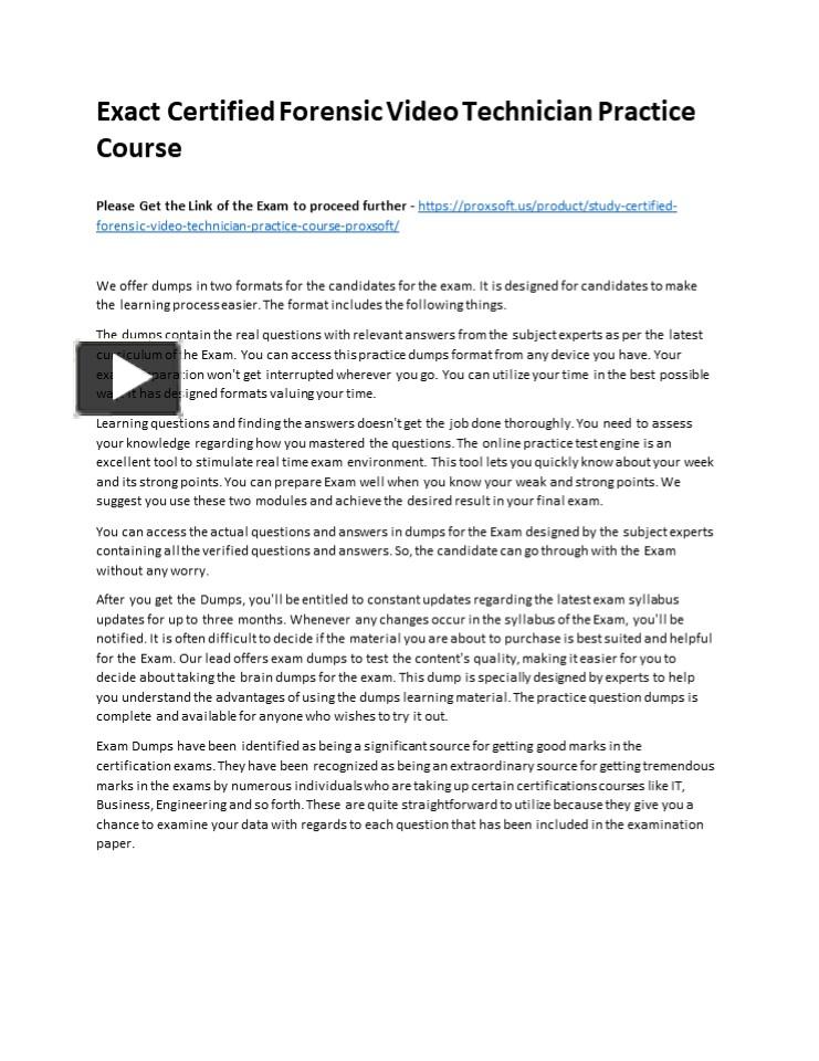 Exact Certified Forensic Video Technician Practice Course presentation ...