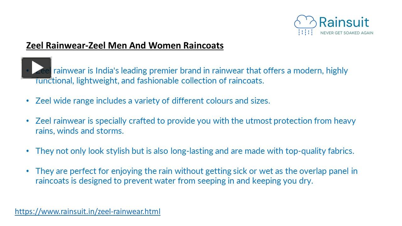 Zeel Rainwear- Zeel Men And Women Raincoats presentation | free to download