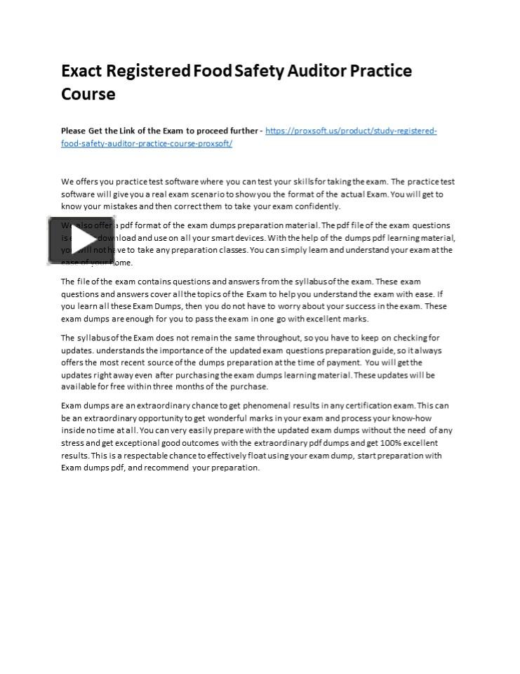 PPT – Exact Registered Food Safety Auditor Practice Course PowerPoint ...