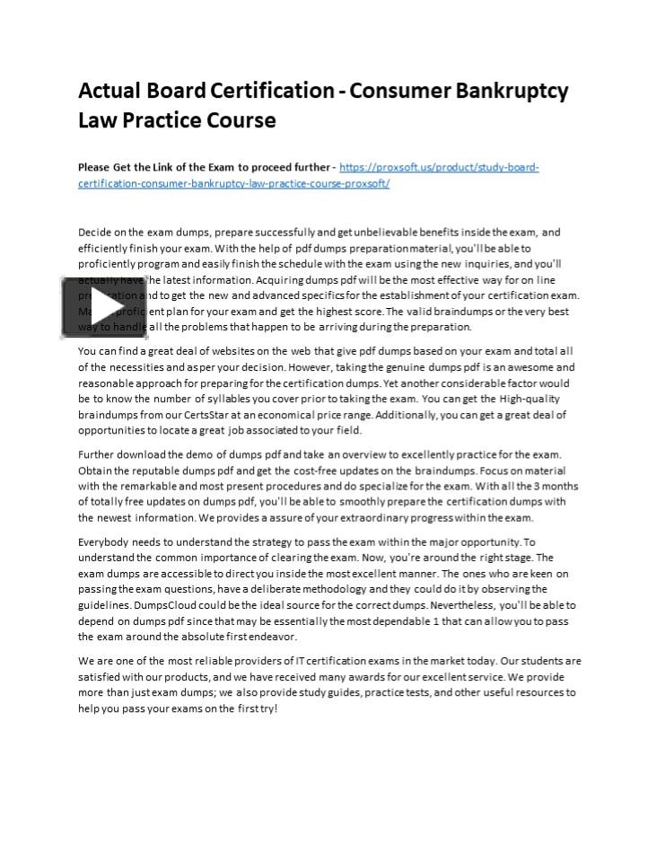 PPT – Actual Board Certification - Consumer Bankruptcy Law Practice ...