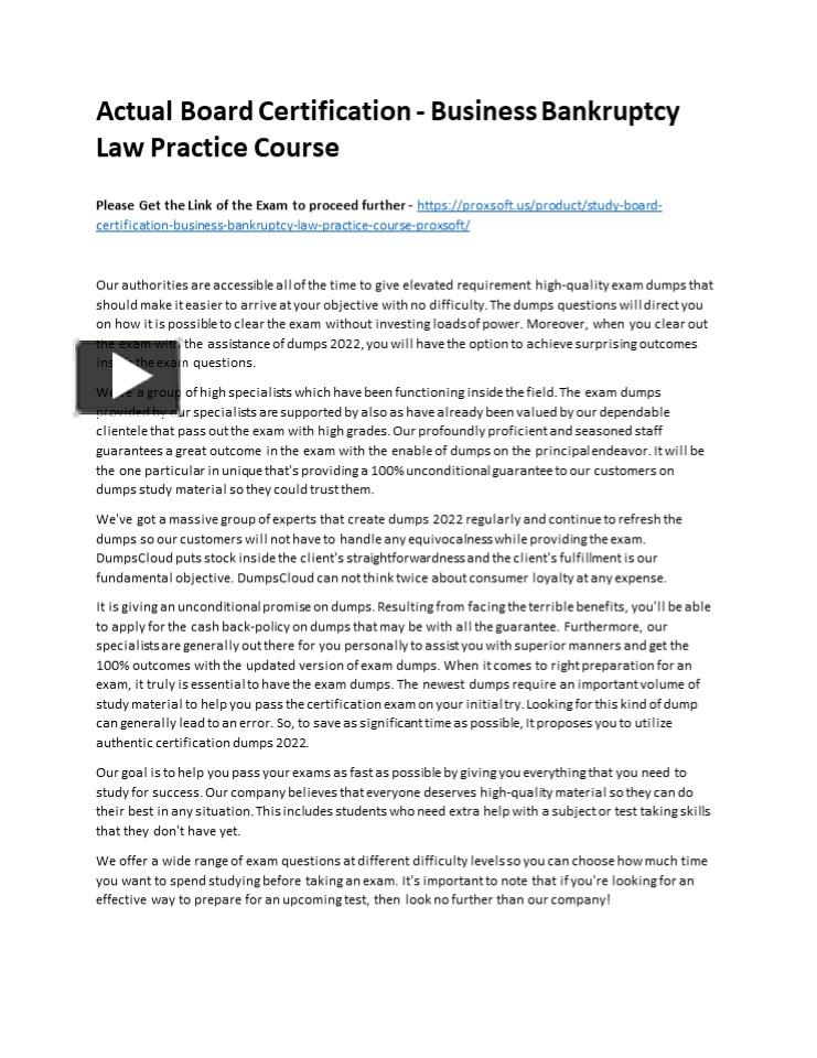 PPT – Actual Board Certification - Business Bankruptcy Law Practice ...