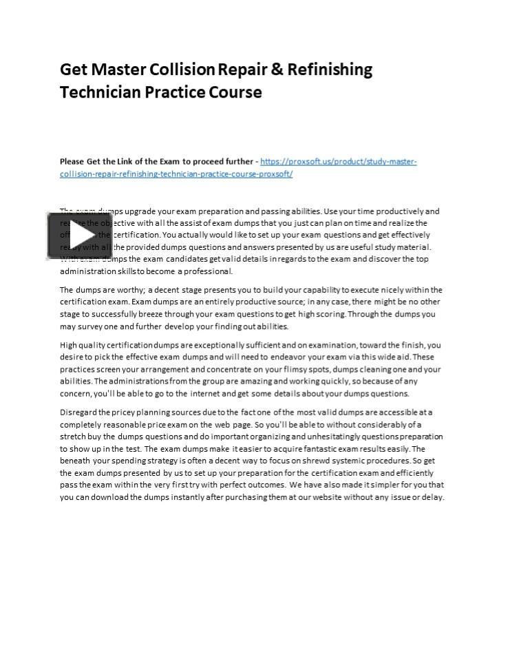 Get Master Collision Repair & Refinishing Technician Practice Course ...