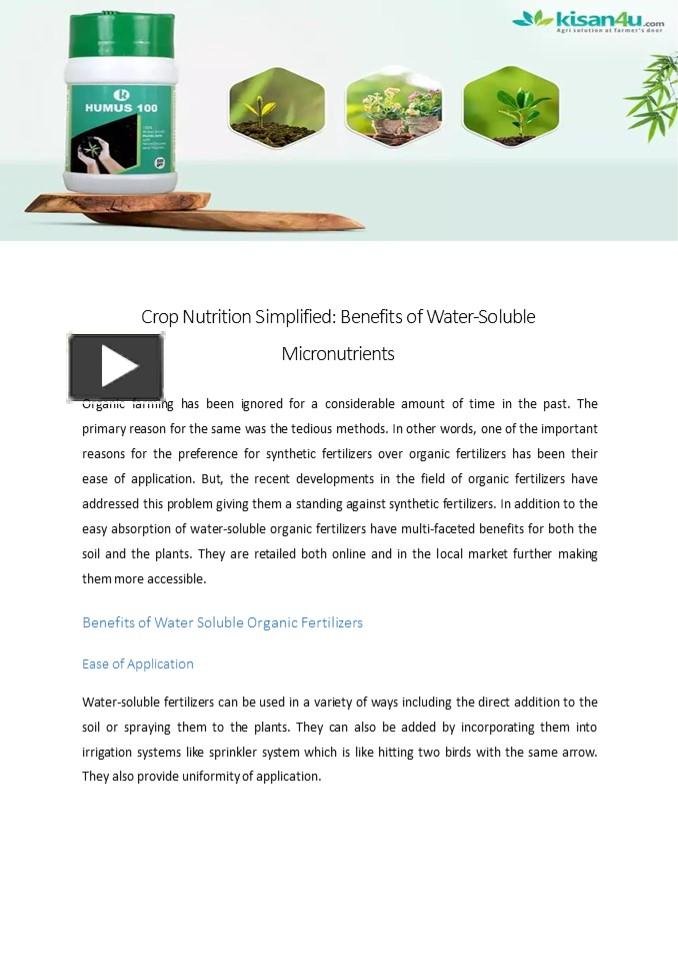 PPT – Crop Nutrition Simplified: Benefits of Water-Soluble ...