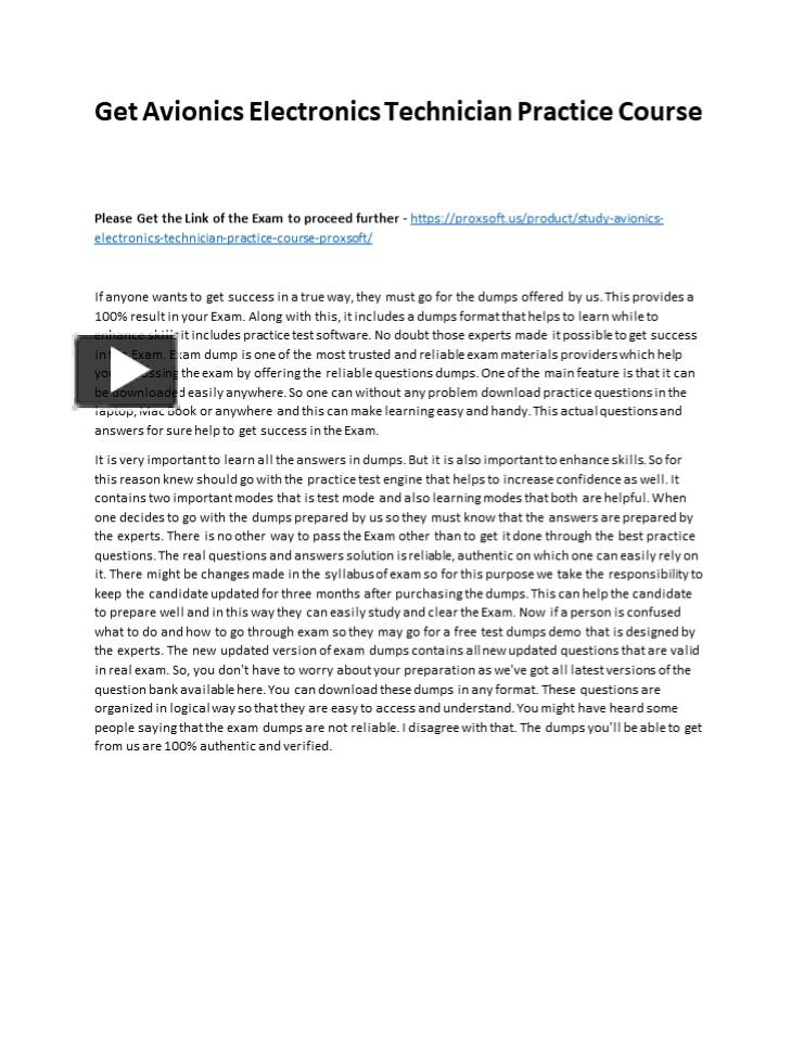 Get Avionics Electronics Technician Practice Course presentation | free ...