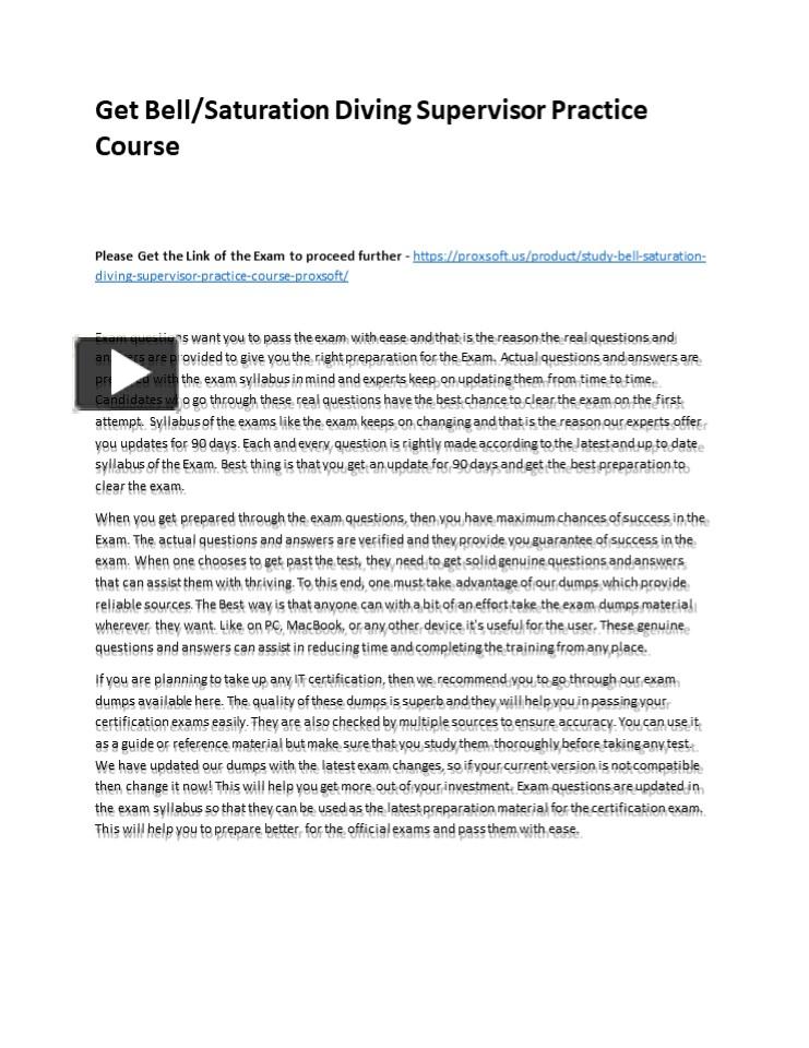 PPT – Get Bell/Saturation Diving Supervisor Practice Course PowerPoint ...