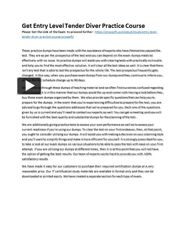 Get Entry Level Tender Diver Practice Course presentation | free to ...