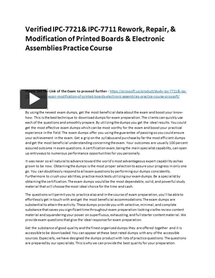 Verified IPC-7721& IPC-7711 Rework, Repair, & Modification of Printed ...