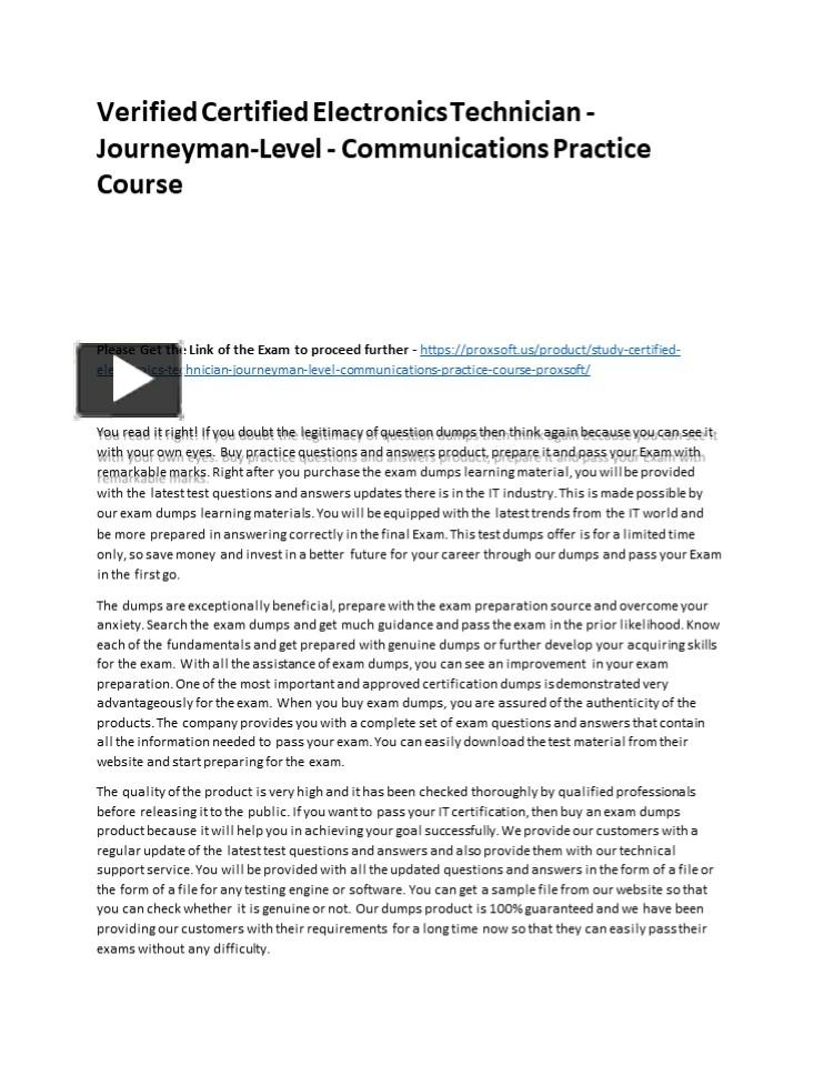 PPT – Verified Certified Electronics Technician - Journeyman-Level ...