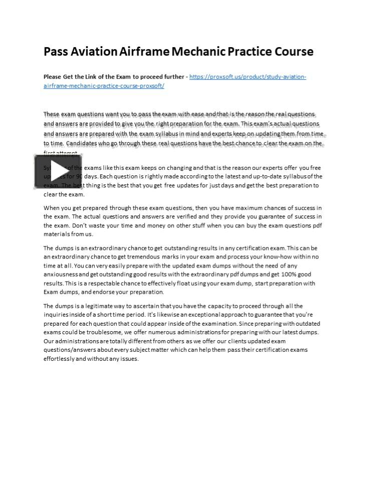 Pass Aviation Airframe Mechanic Practice Course presentation | free to ...