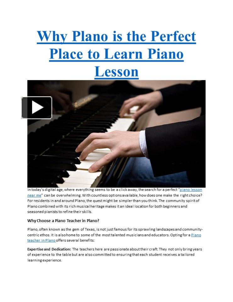 PPT – Why Plano is the Perfect Place to Learn Piano Lesson PowerPoint ...